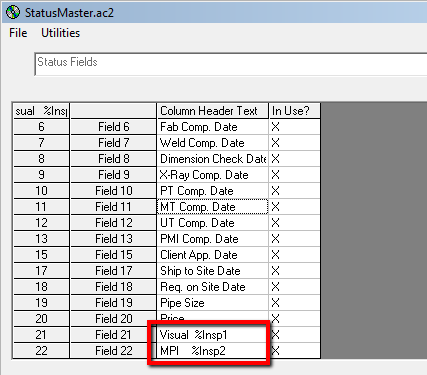 Showing the Progress of Inspection in the Status Table - SpoolFab ...