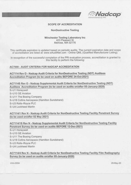 Nadcap Certifications