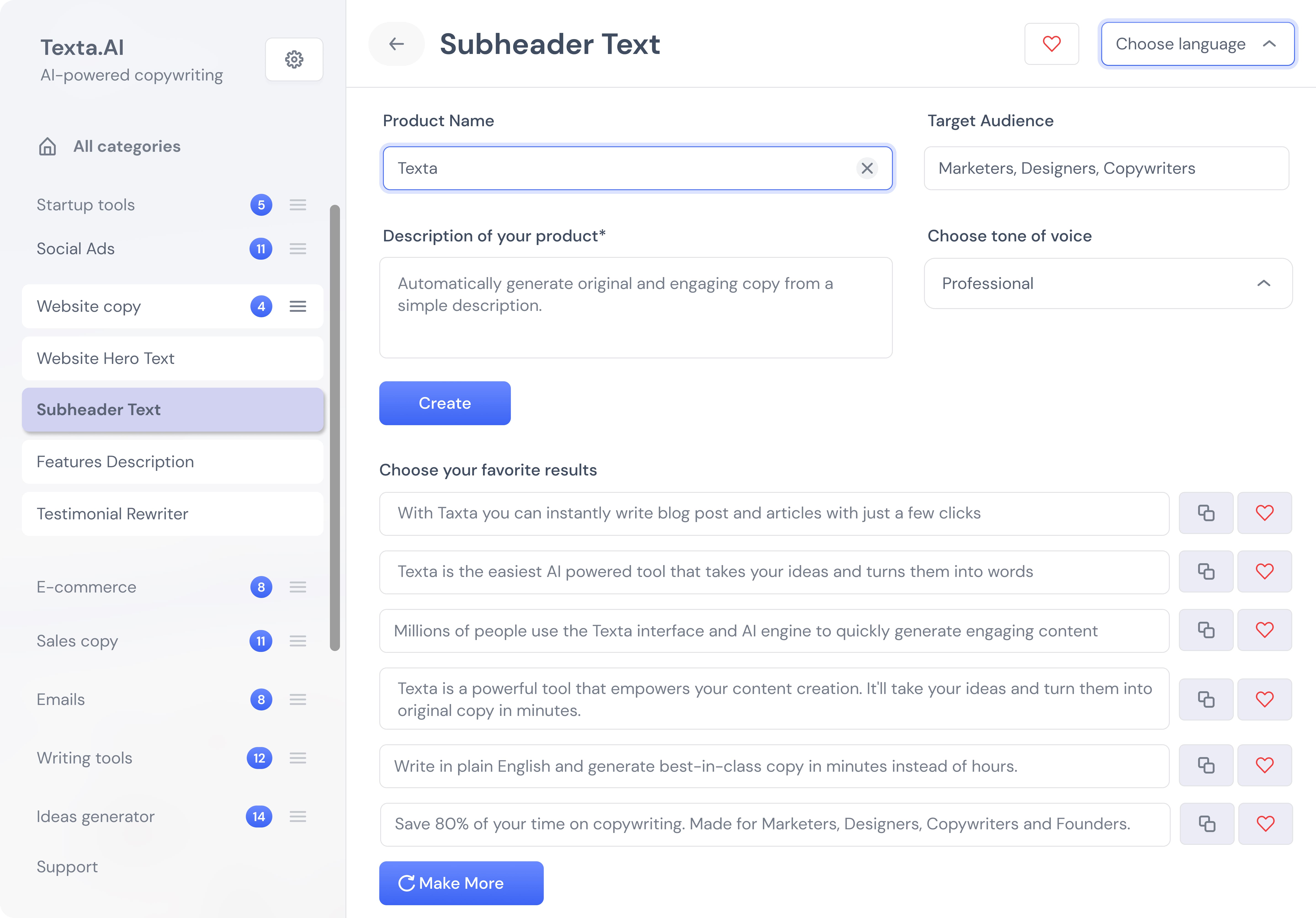 Texta.ai - AI copywriting software. Write content in Seconds