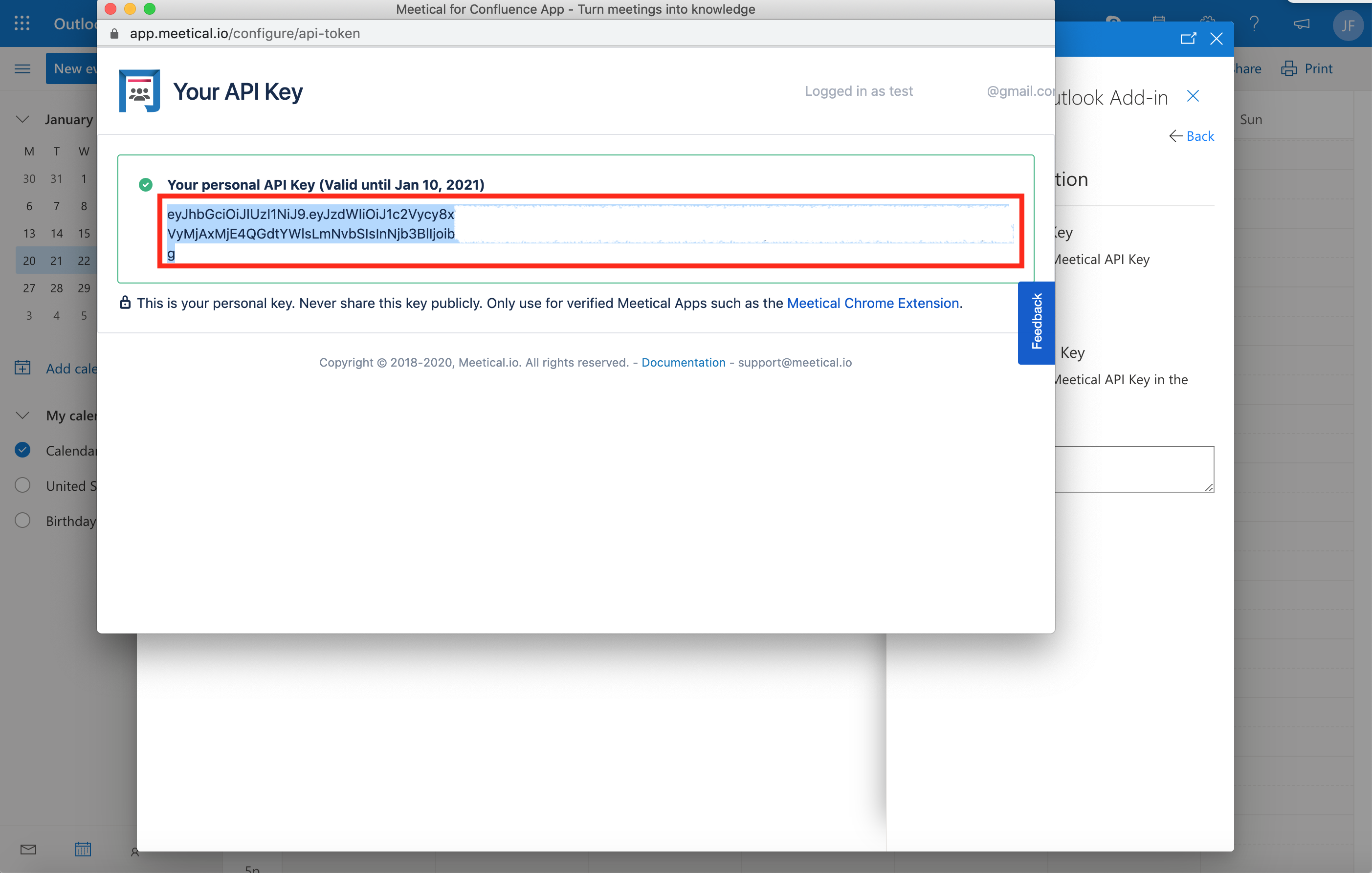 Setup Outlook Calendar Add in