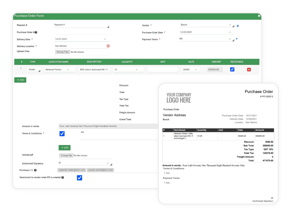 Purchase Order System l Purchase Management l Asset Infinity