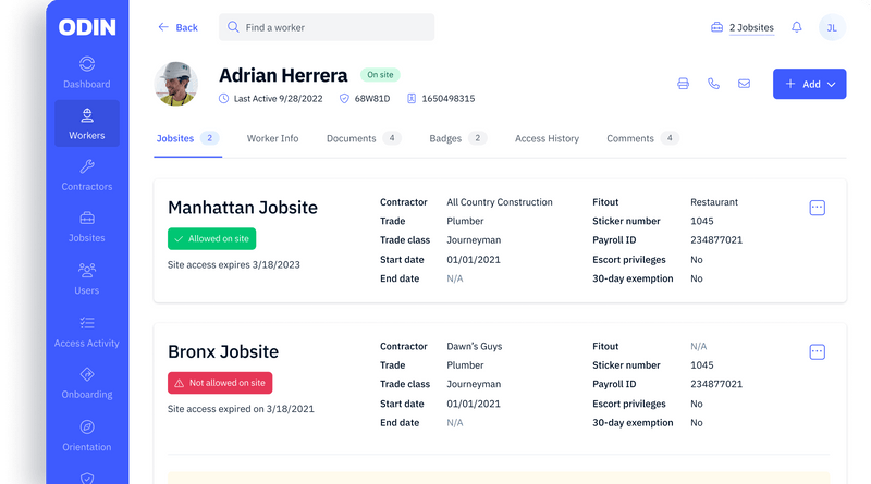 Odin - Construction Workforce Risk Management