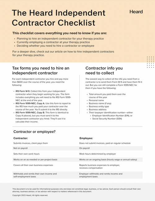 How to Hire Independent Contractors for Your Therapy Business | Heard