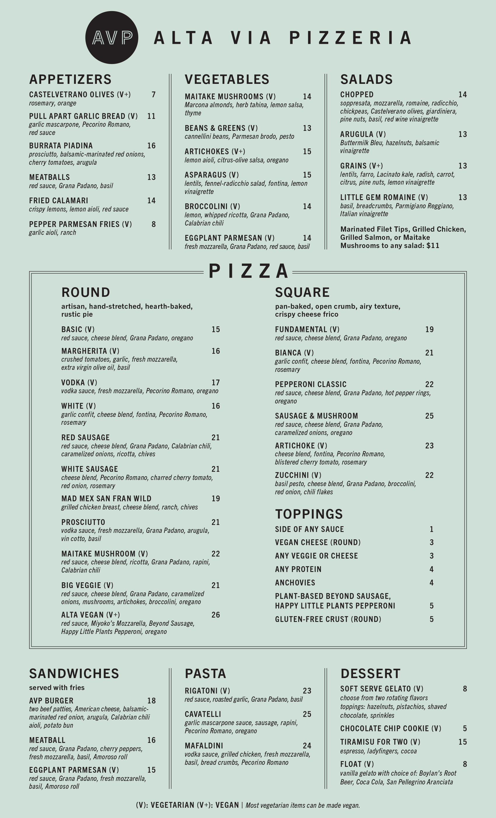 Our Menu Alta Via Pizzeria Our Menu Alta Via Pizzeria