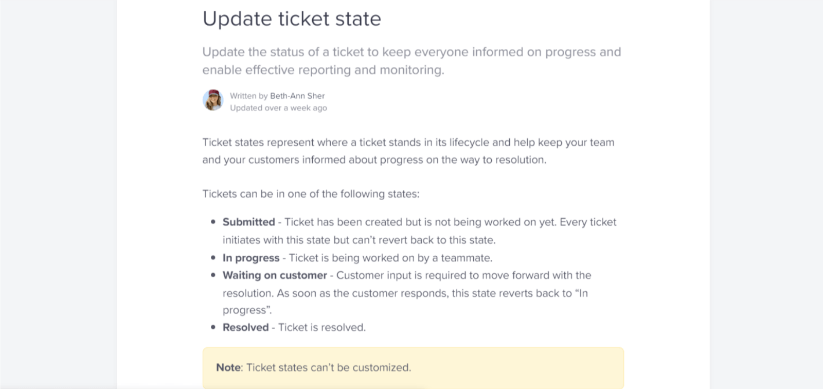 How to update ticket state on Intercom