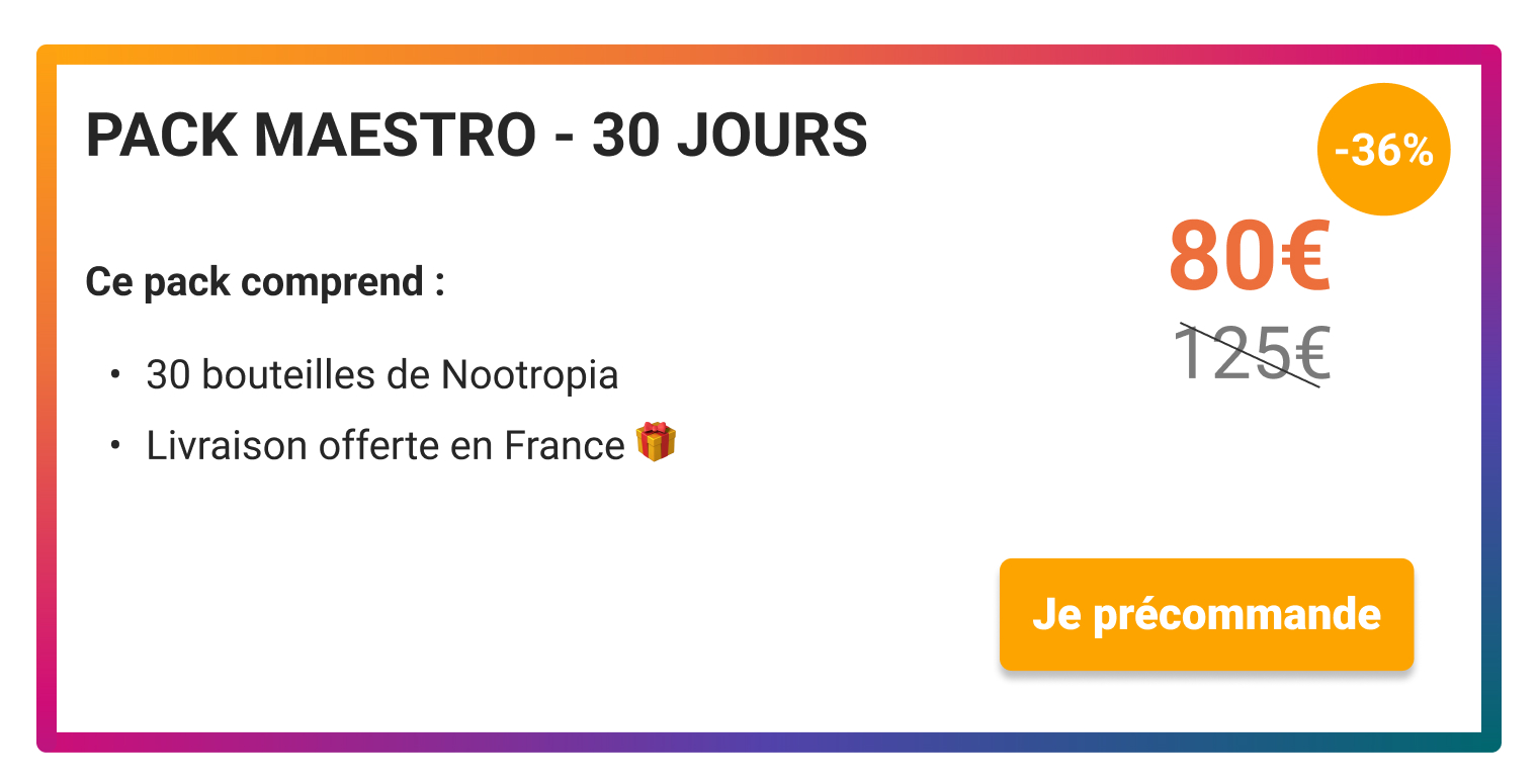 Nootropia. Plus de productivité, moins de stress.