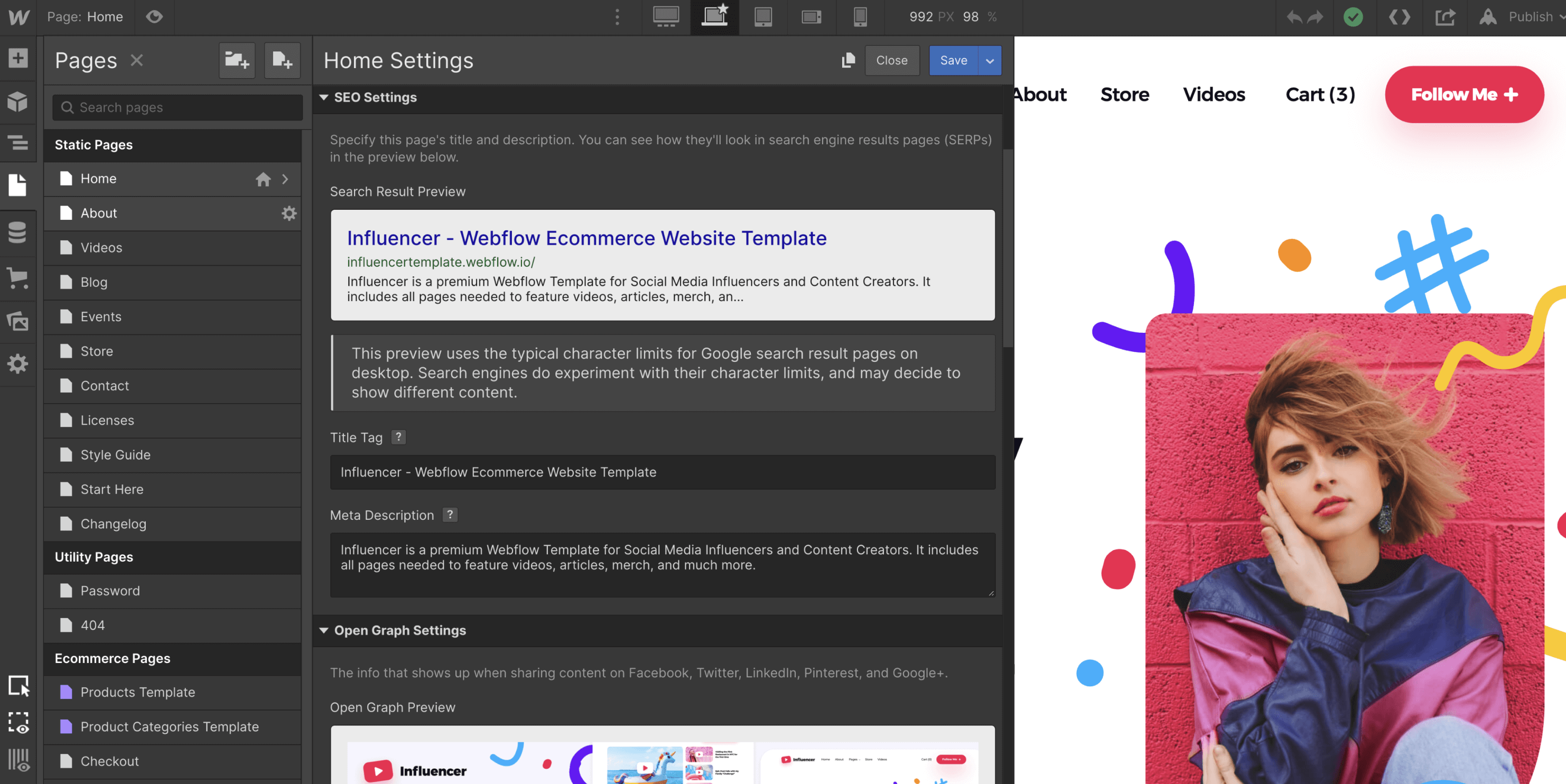 Start Here - Influencer - Webflow Ecommerce Website Template