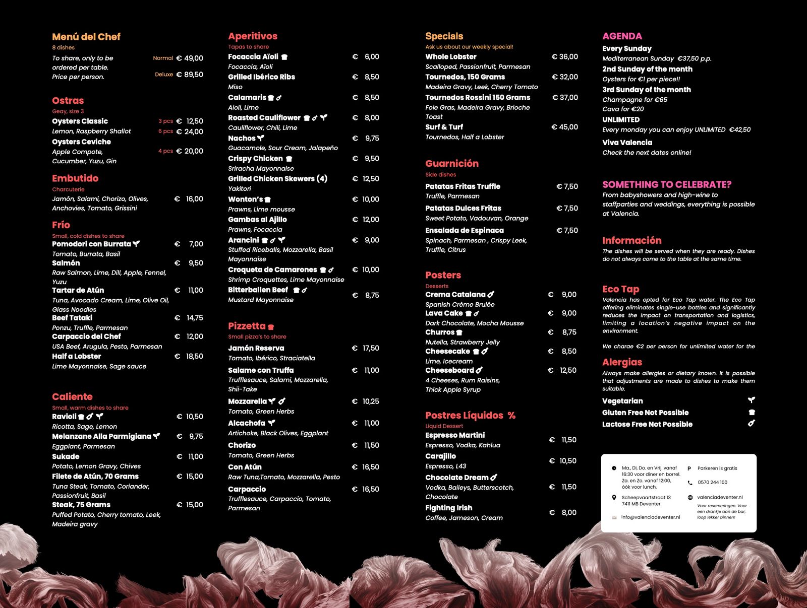 Menu Valencia | Beachclub Valencia Deventer