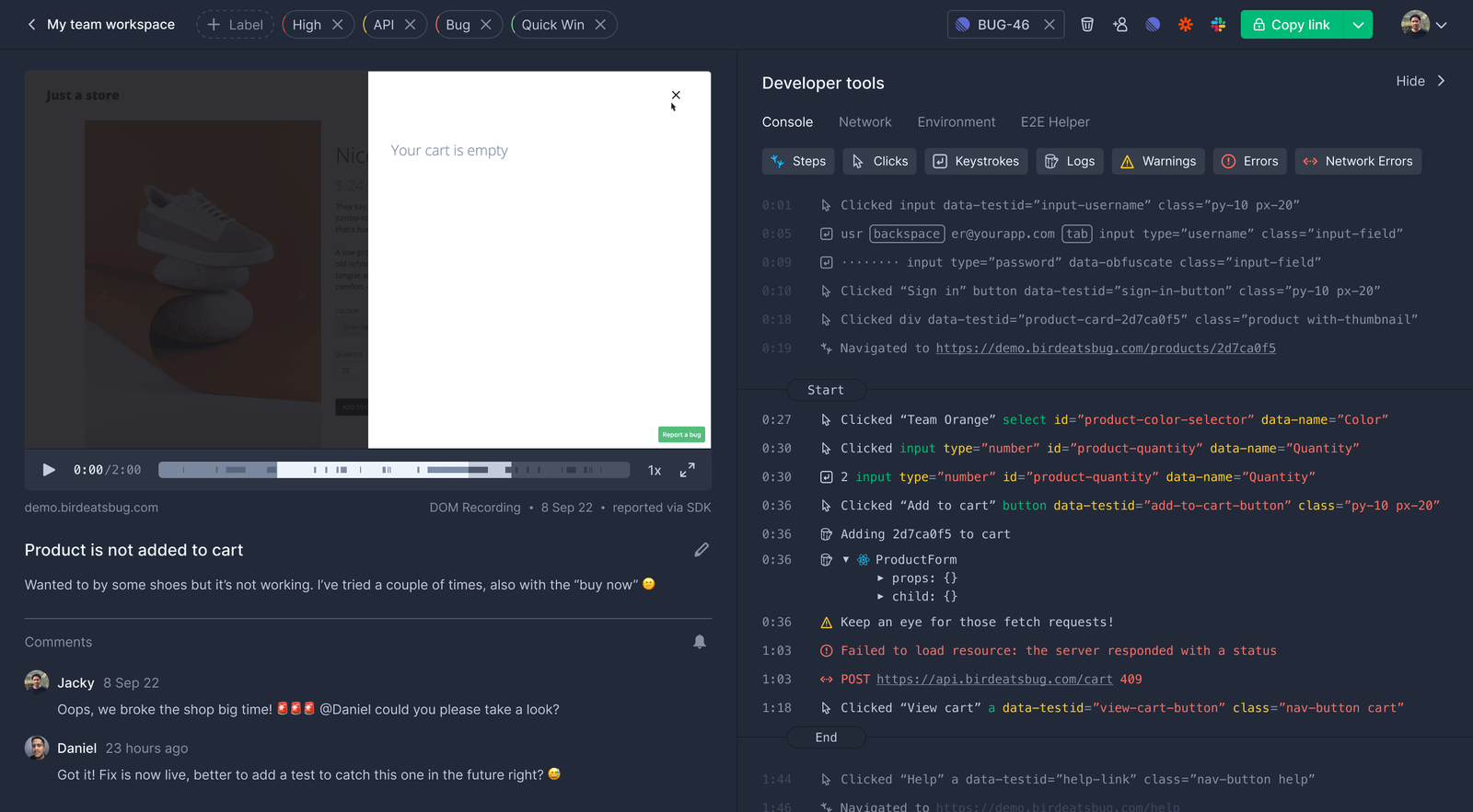 Fast & Effective Bug Reporting Tool | Bird Eats Bug