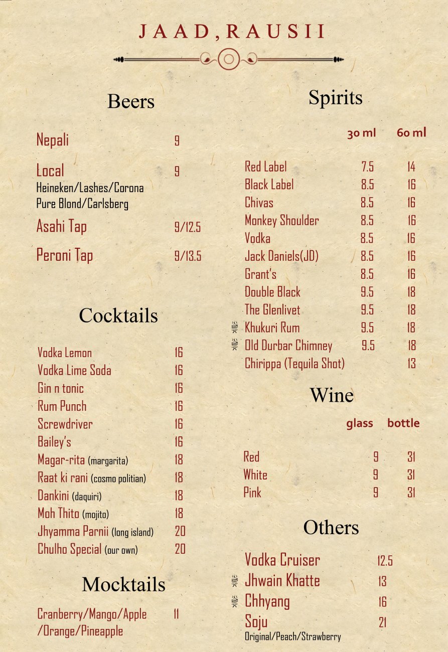 Menu | Chulho Nepalese and Indian Cuisine