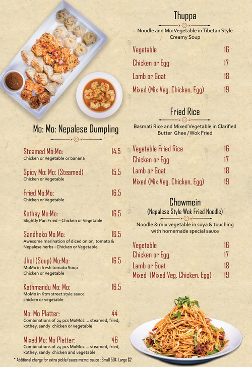 Menu | Chulho Nepalese and Indian Cuisine
