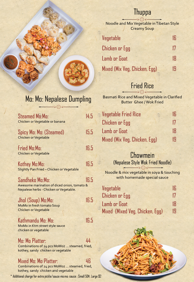 Menu | Chulho Nepalese and Indian Cuisine