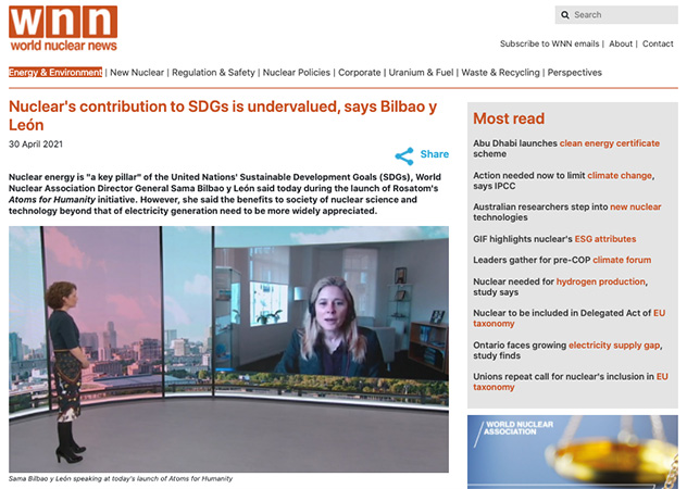 Nuclear's Contribution to SDGs is Undervalued, says Bilbao y León