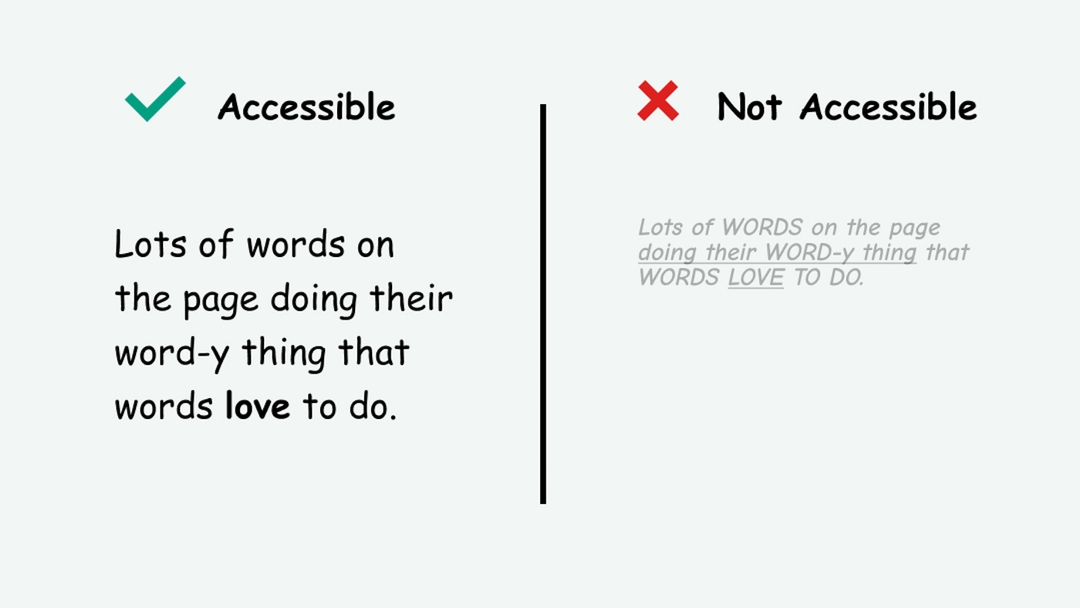 Use text presentation best practices - Access Guide
