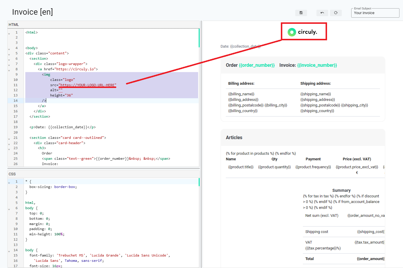circuly knowledge loop - Set Up an Email Template