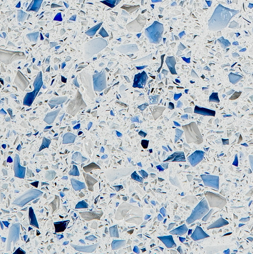 Kashmir Blue Color Recycled Glass Countertop Sample | Curava