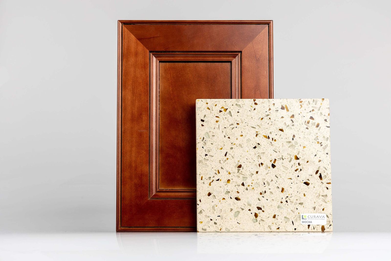 Mocha Recycled Glass Countertop Samples | Curava