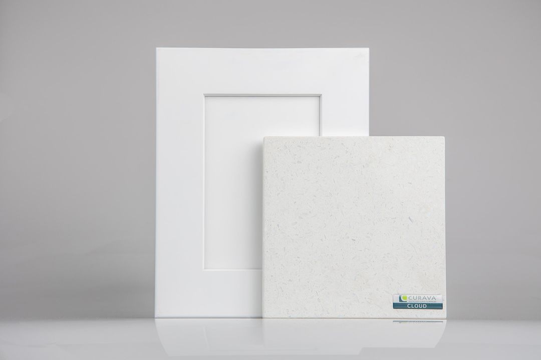 Cloud Recycled Glass Countertop Samples | Curava