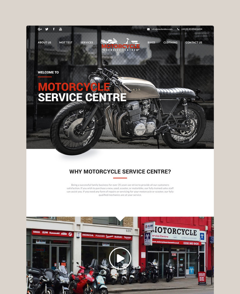 Motorcycle Service Centre | Web Design