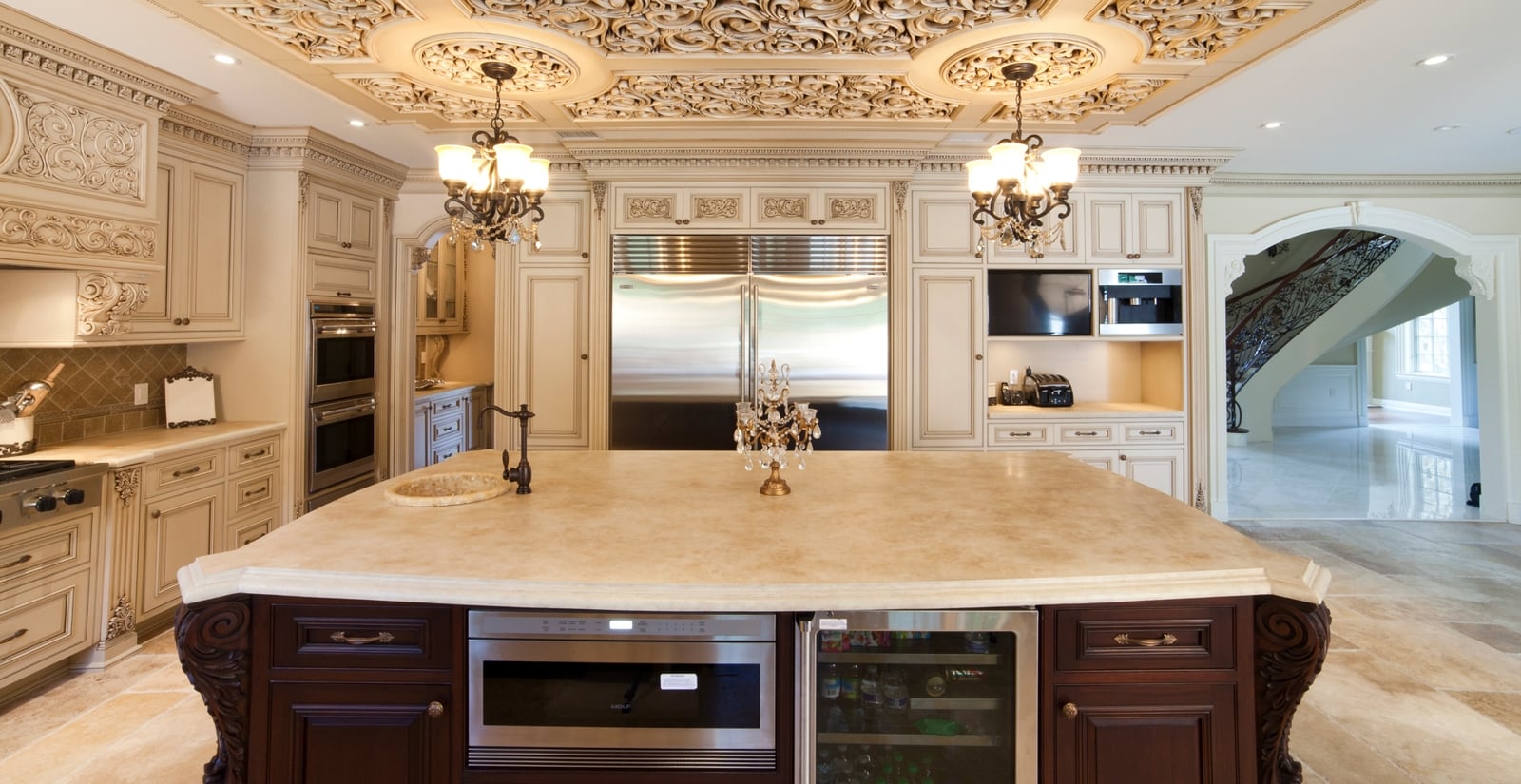 Classic hand carved patina kitchen North Caldwell, NJ | WL Kitchen & Home