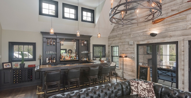 Dark stained mahogany bar Laurel Hollow, NY | WL Kitchen & Home