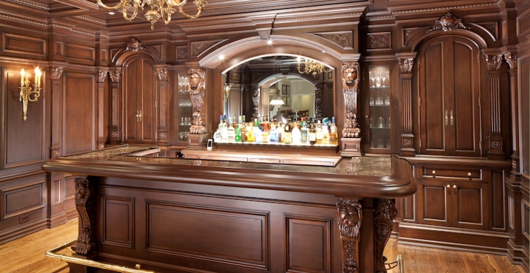 Dark mahogany handcrafted bar Washington, DC | WL Kitchen & Home