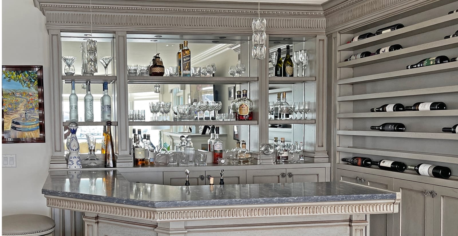 Grey patina custom bar Toms Rivers, NJ | WL Kitchen & Home