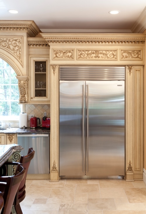 Almond and green handcarved kitchen Whitestone, NY | WL Kitchen & Home