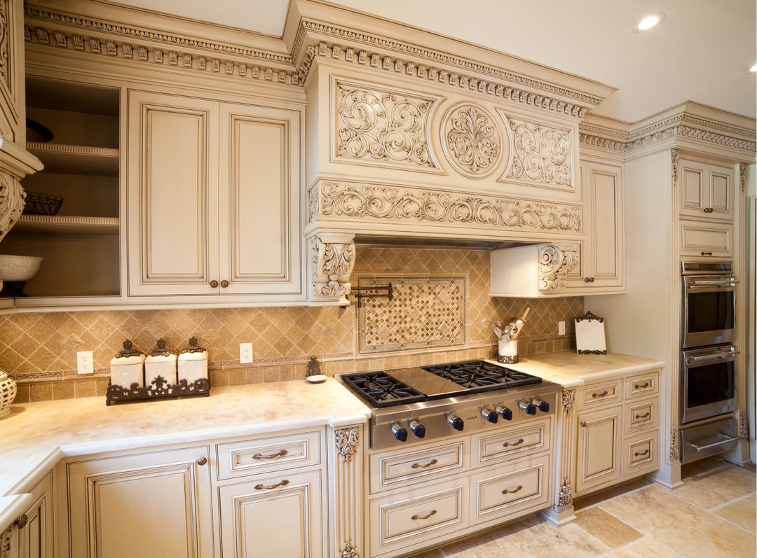 Classic hand carved patina kitchen North Caldwell, NJ | WL Kitchen & Home