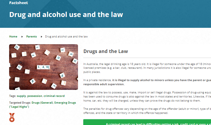 Drug and alcohol use and the law - CODE