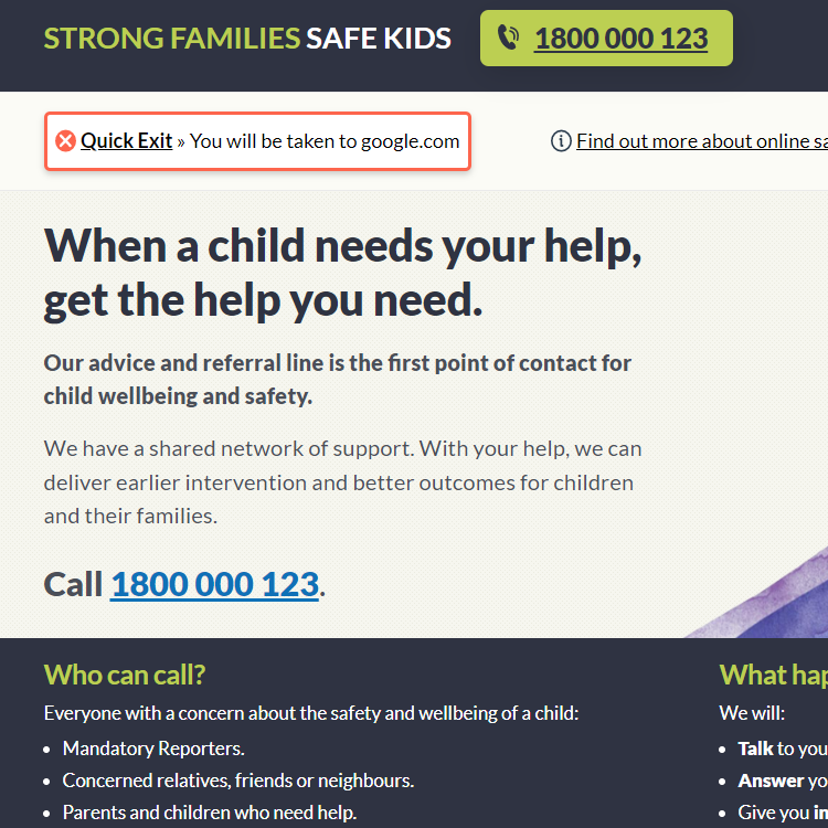 Strong Families Safe Kids - Advice and Referral Line - CODE