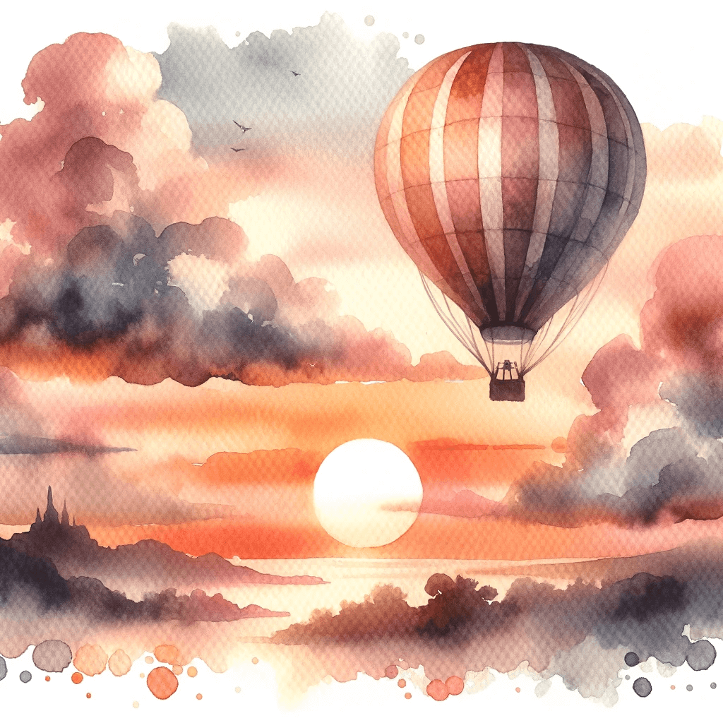 40+ Watercolor Style Hot Air Balloon Illustrations & Prints