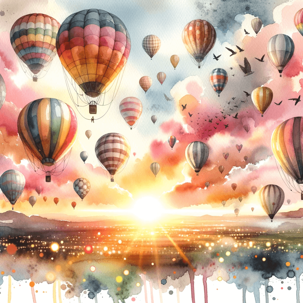40+ Watercolor Style Hot Air Balloon Illustrations & Prints