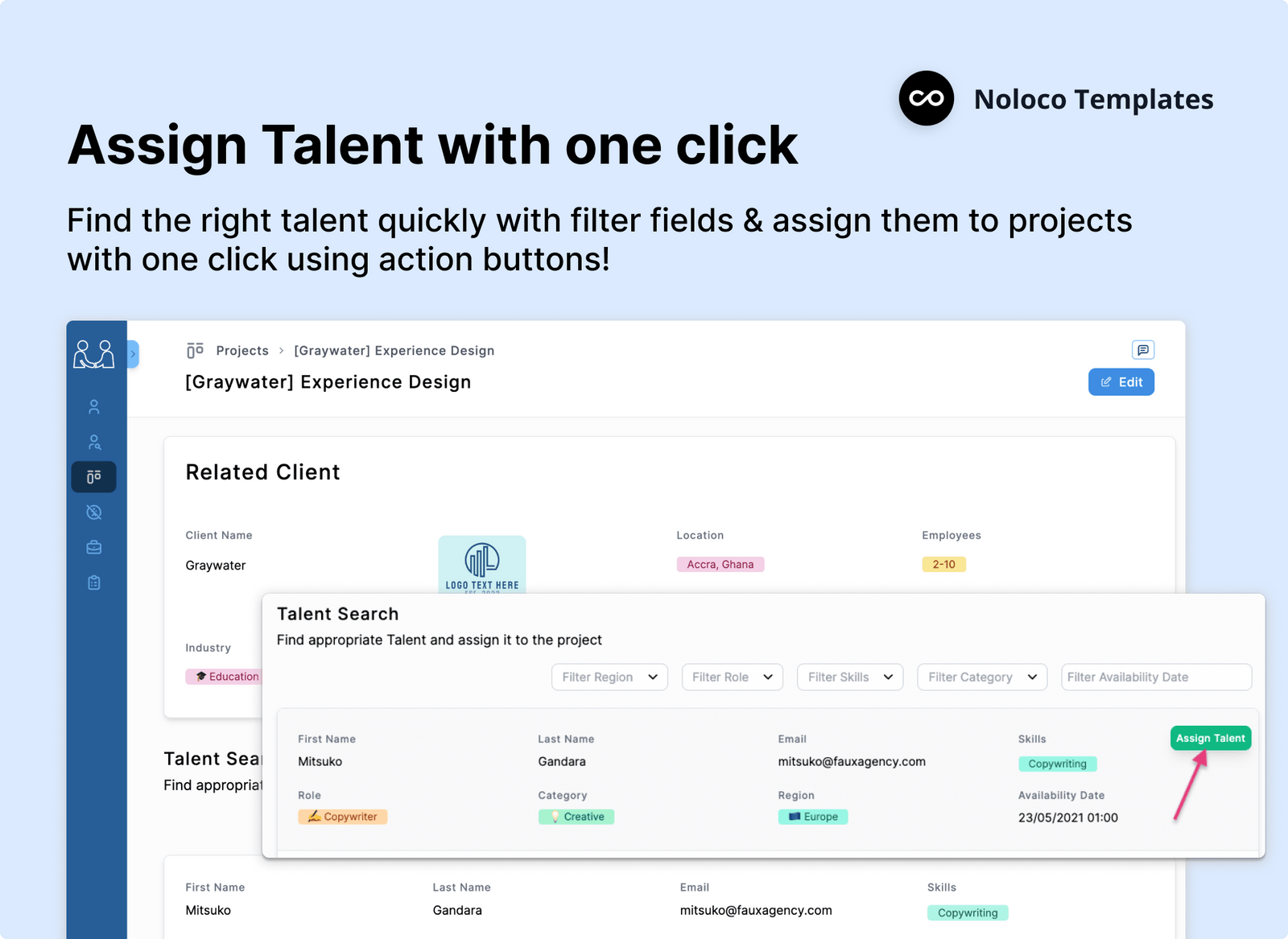Talent Matching - Noloco Templates
