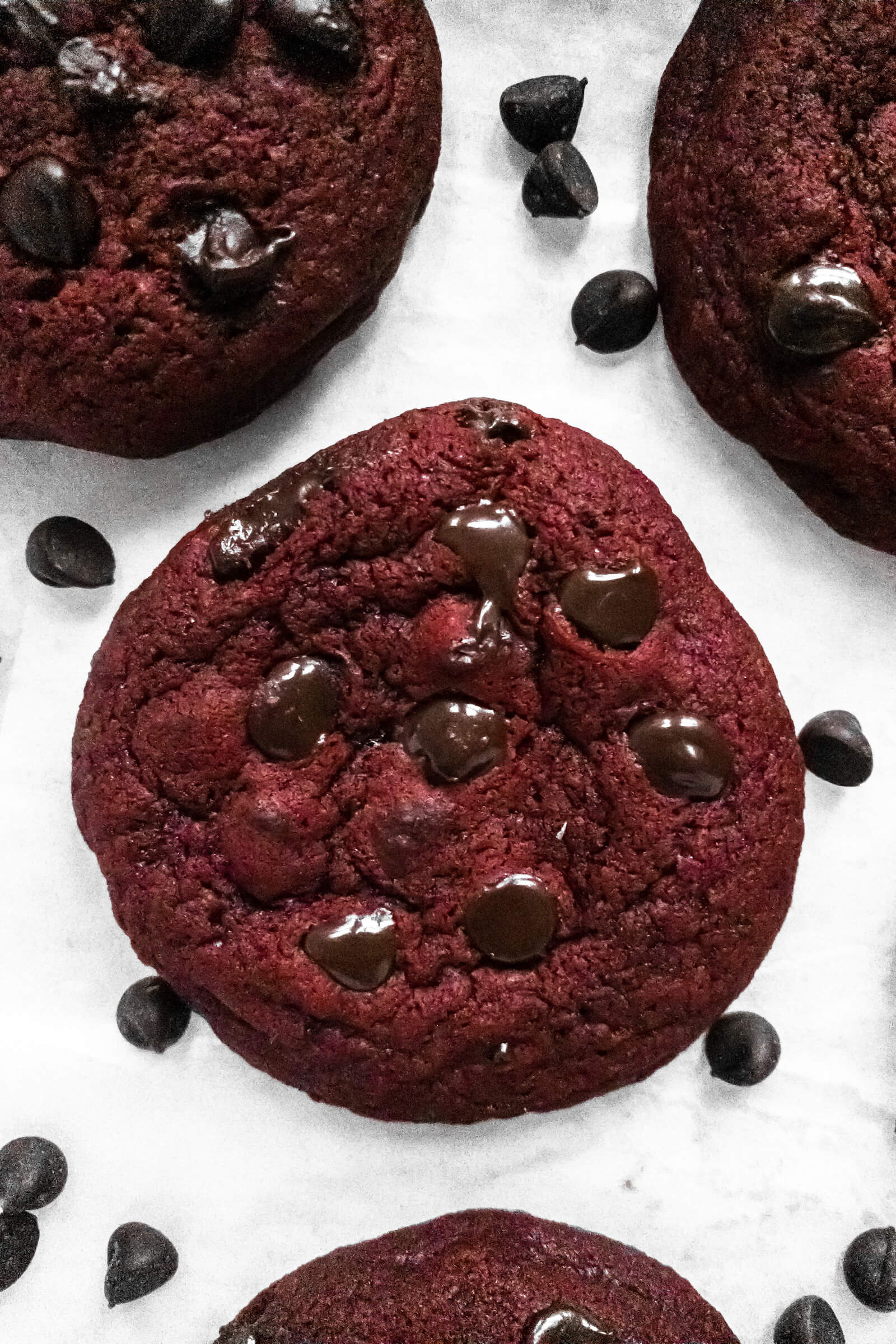 Red Velvet Chocolate Chip Cookies