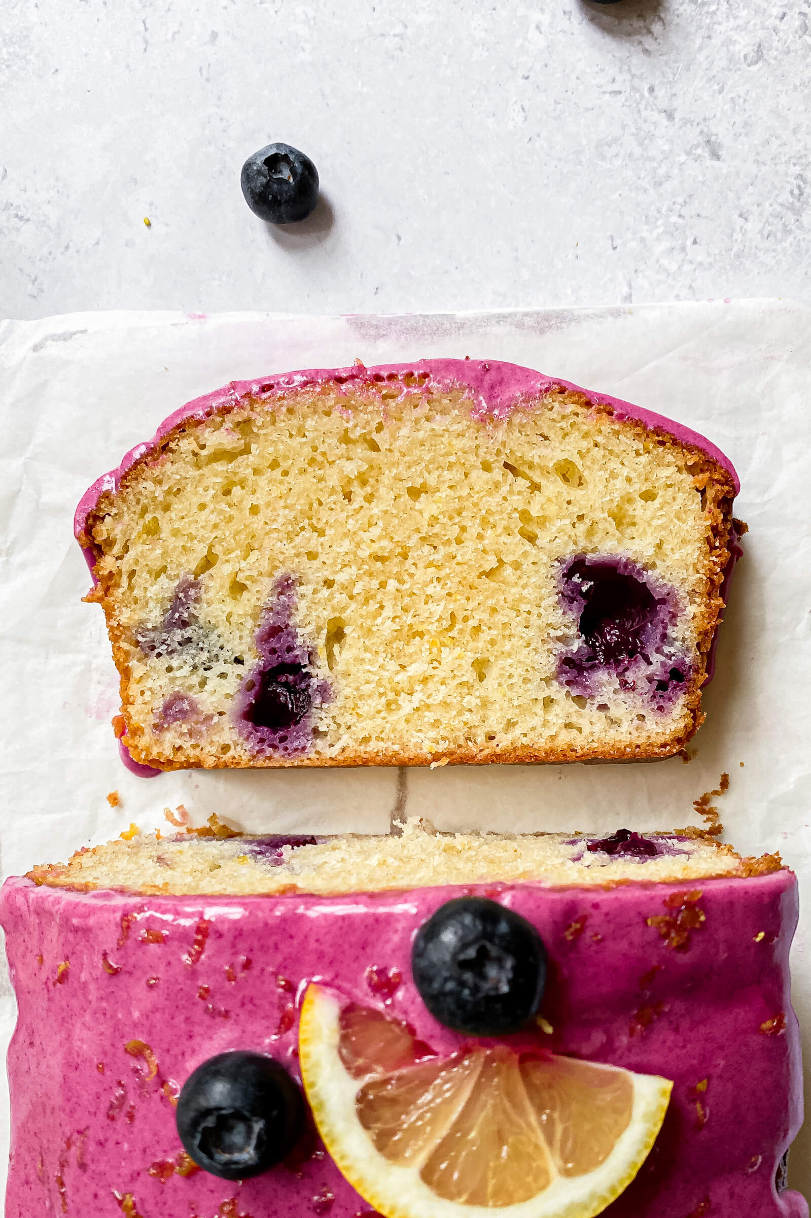 Lemon Blueberry Loaf Cake With Blueberry Glaze
