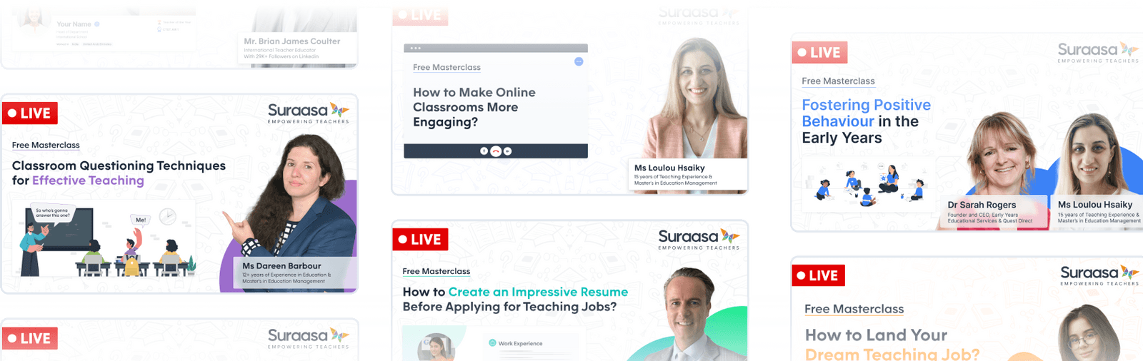 Free Online LIVE Masterclasses for Teachers | Register Today