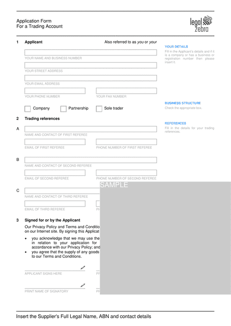 Account Application Form Template