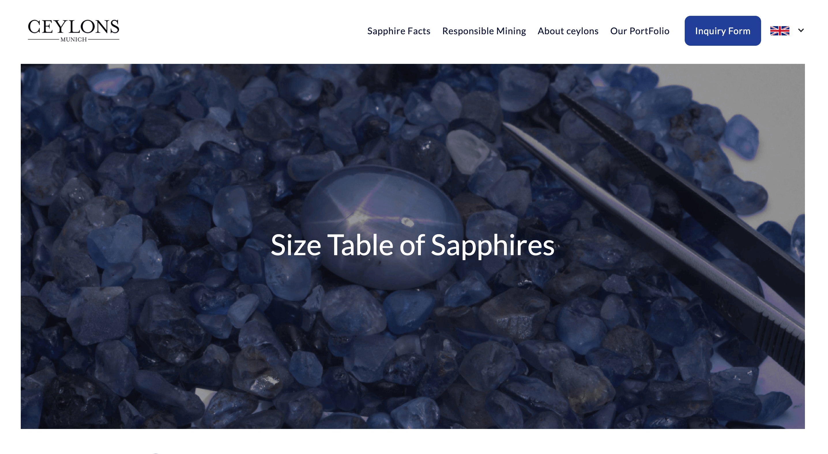 Size Table of Sapphires | Ceylons Munich
