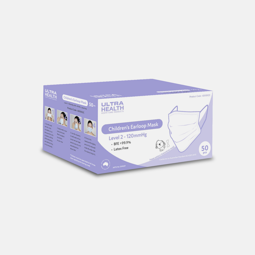 ULTRA HEALTH Surgical Mask - Level 2 Sub Micron with Ear loops