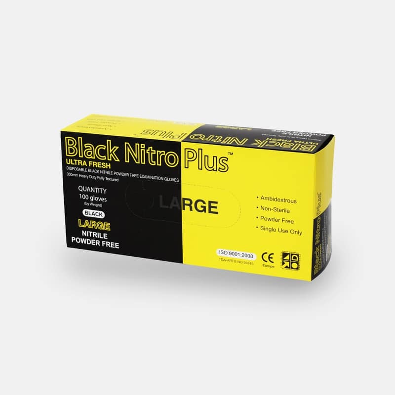 ULTRA FRESH Black Nitro Nitrile Disposable Gloves