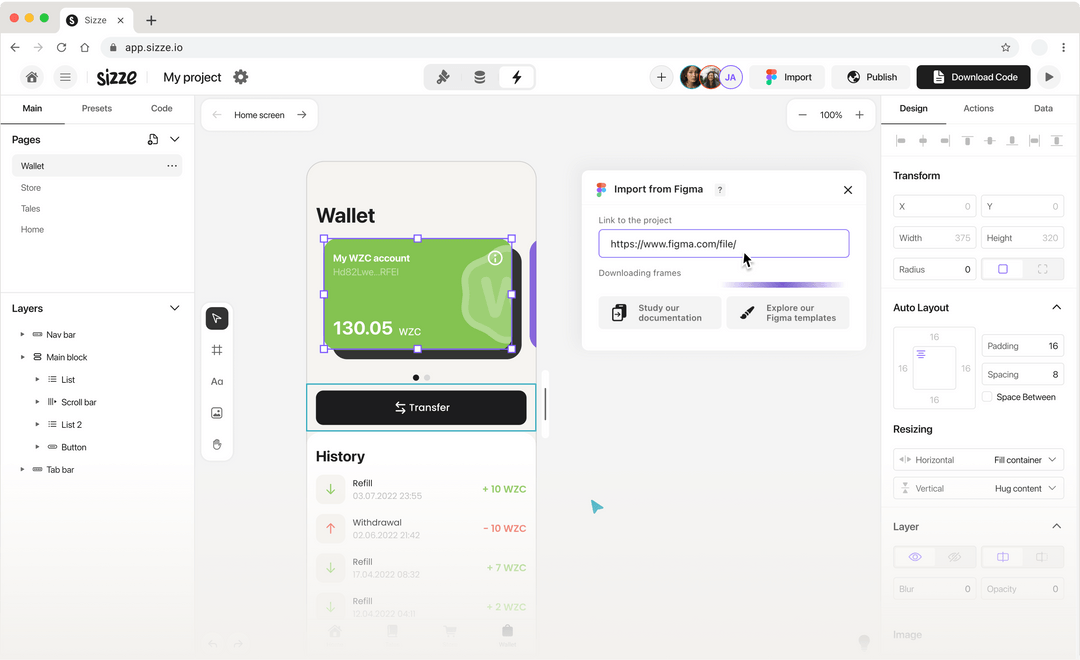 Sizze - Design to Real Code