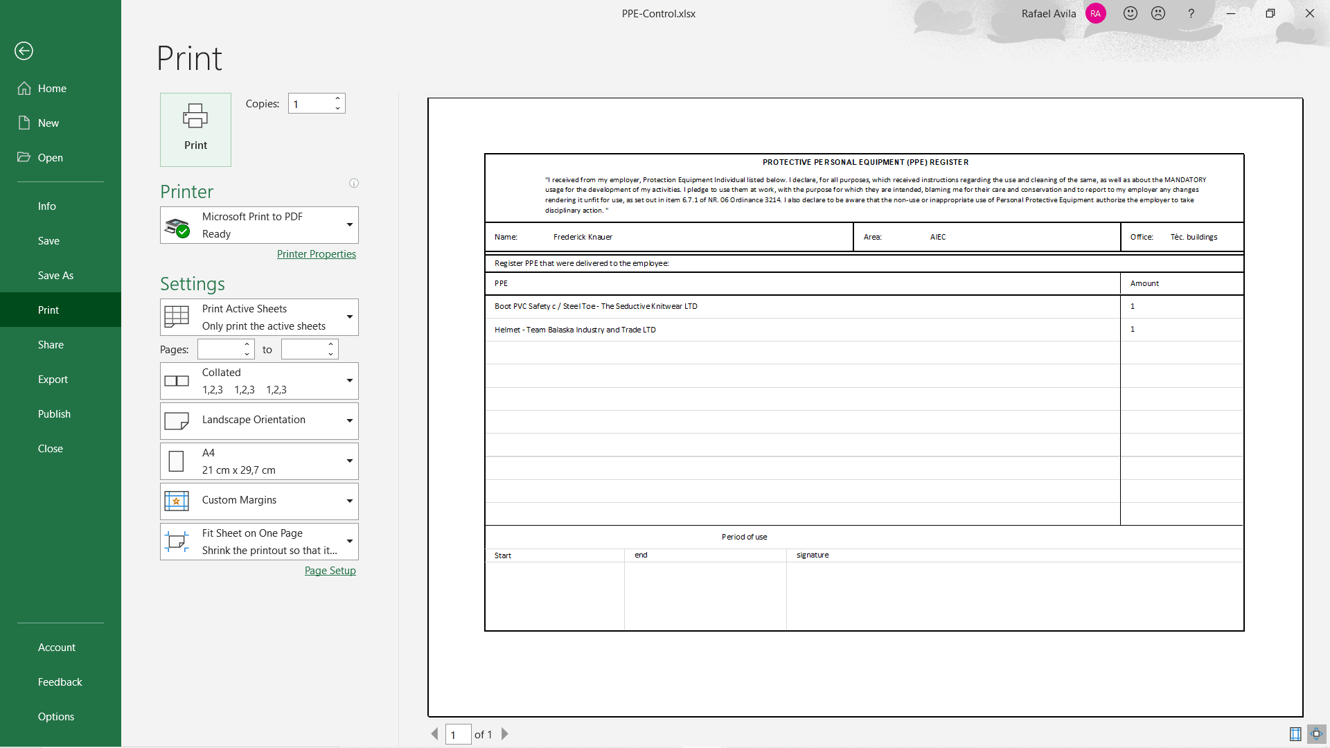 PPE Control Excel Spreadsheet Template - LUZ Templates