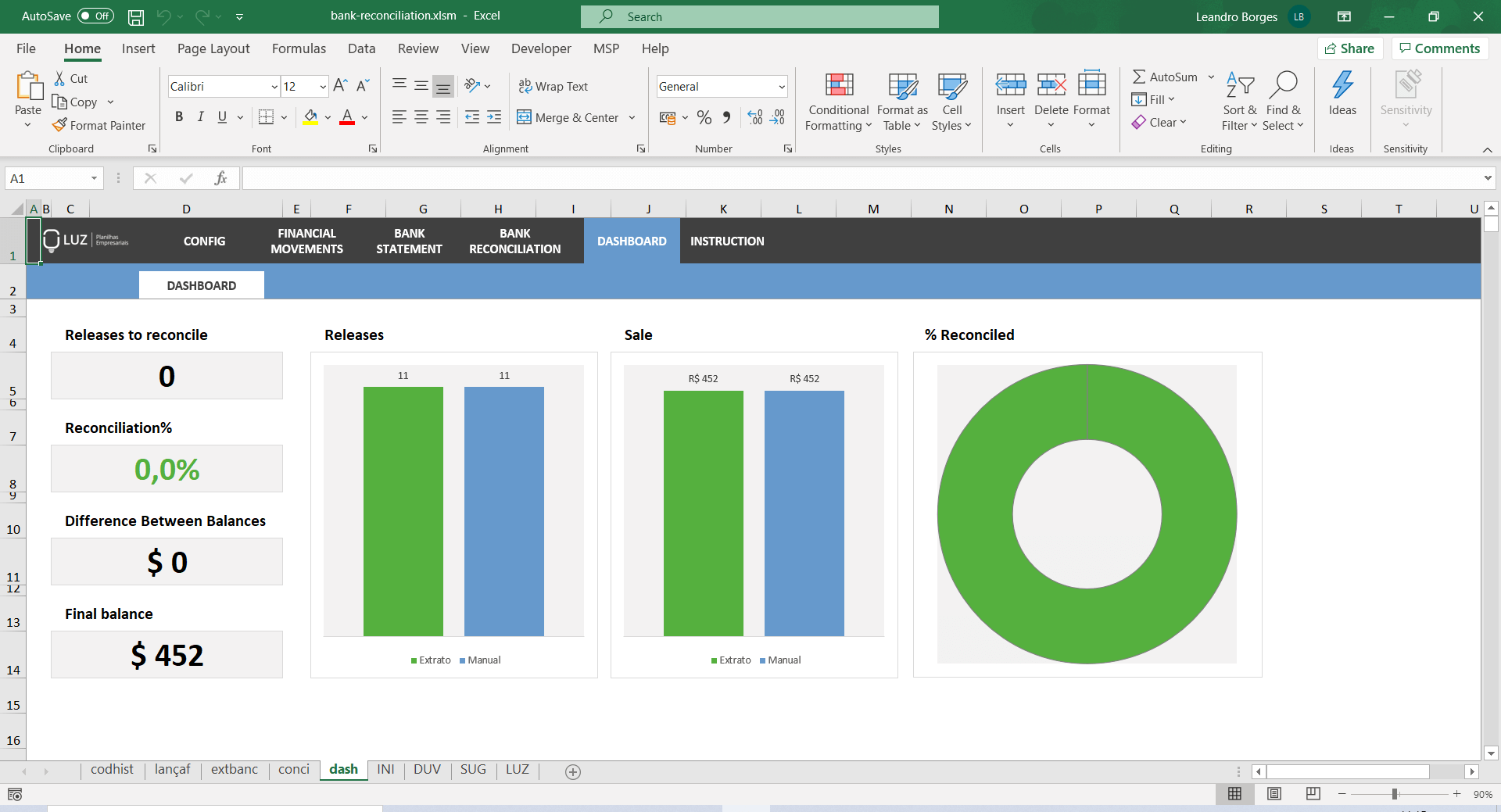 Bank Reconciliation Excel Spreadsheet Template - LUZ Templates