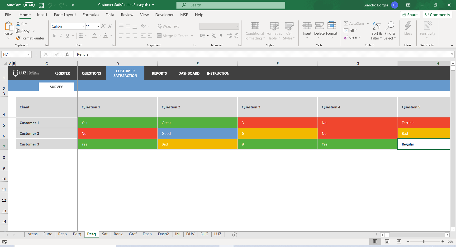 Customer Satisfaction Survey Excel Spreadsheet Template - LUZ Templates
