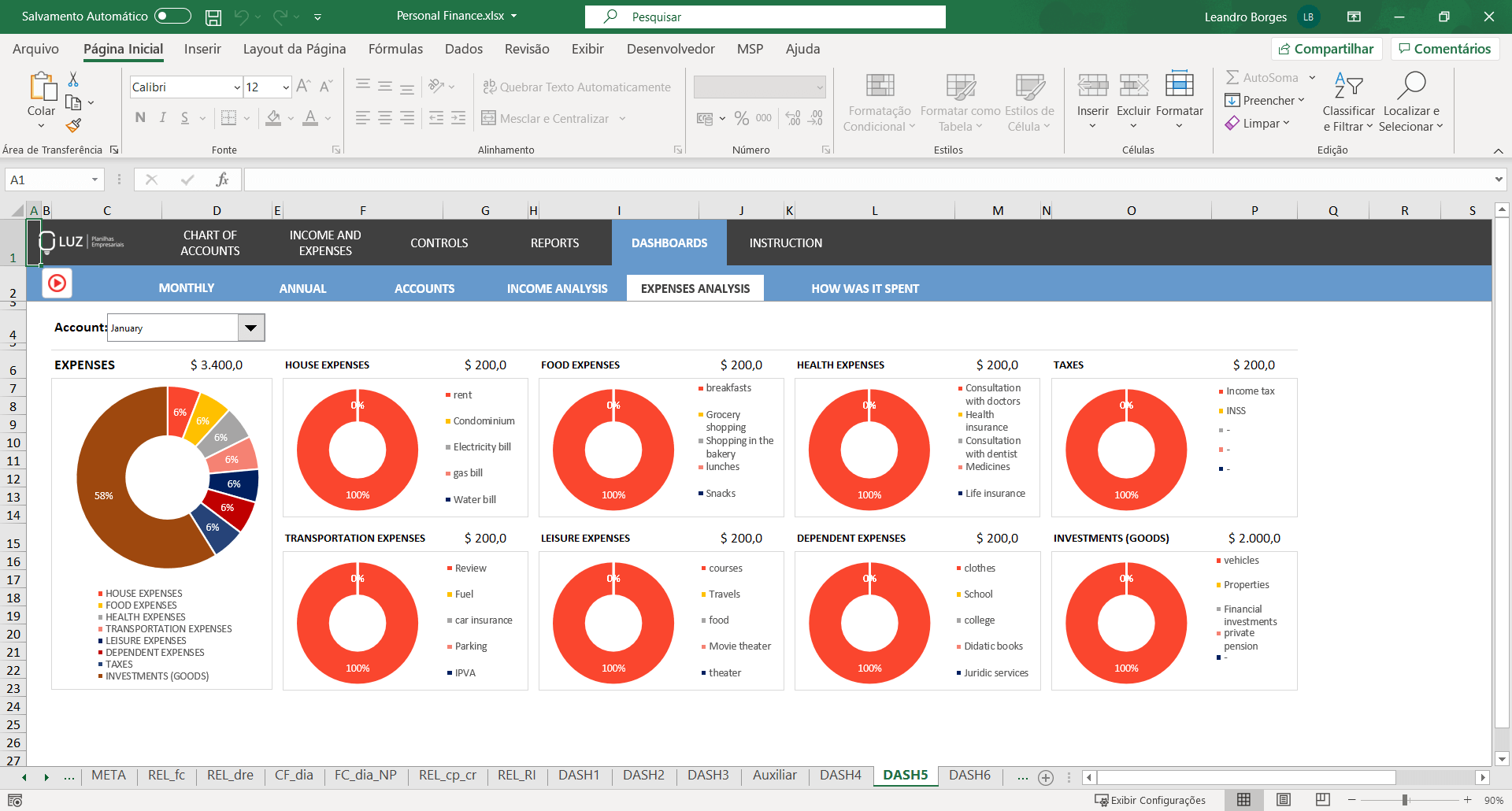 Personal Finance Excel Spreadsheet Template - LUZ Templates