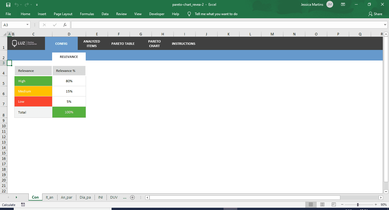 Pareto Chart Excel Spreadsheet Template - LUZ Templates
