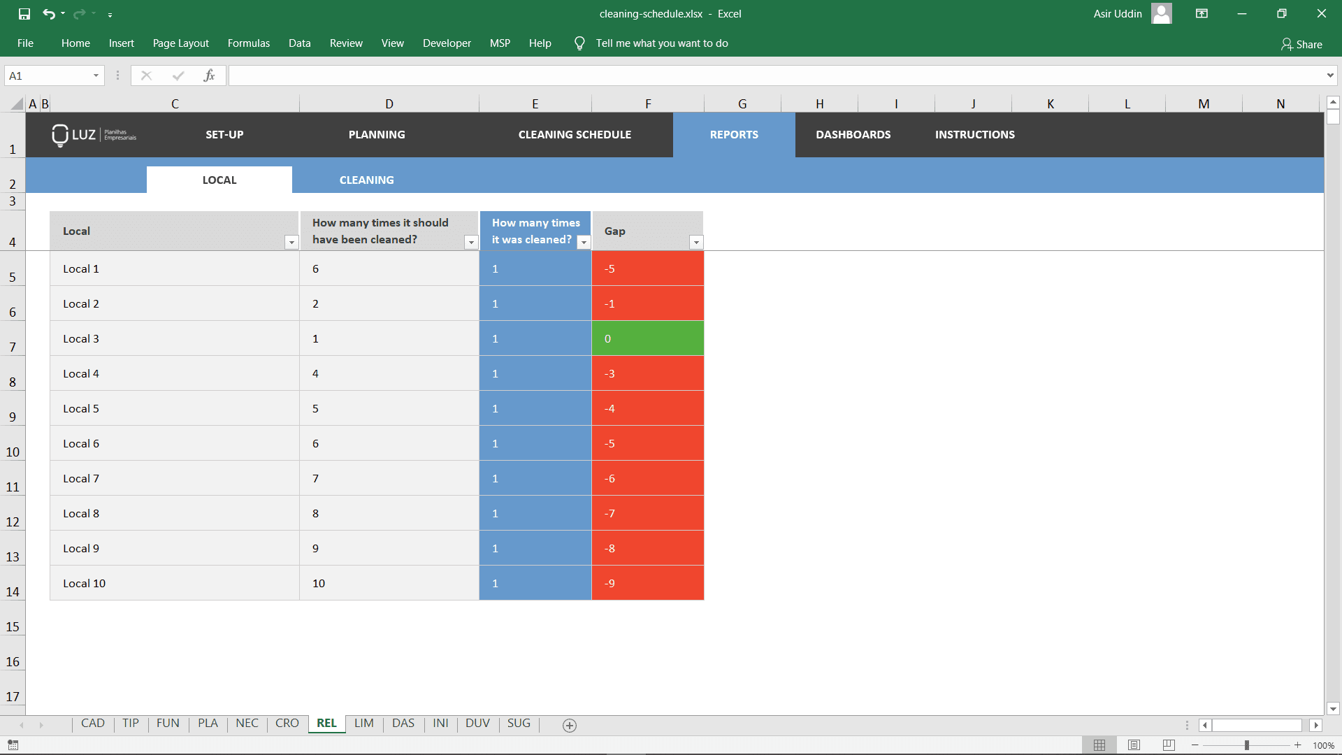 Clean Schedule Excel Spreadsheet Template - LUZ Templates