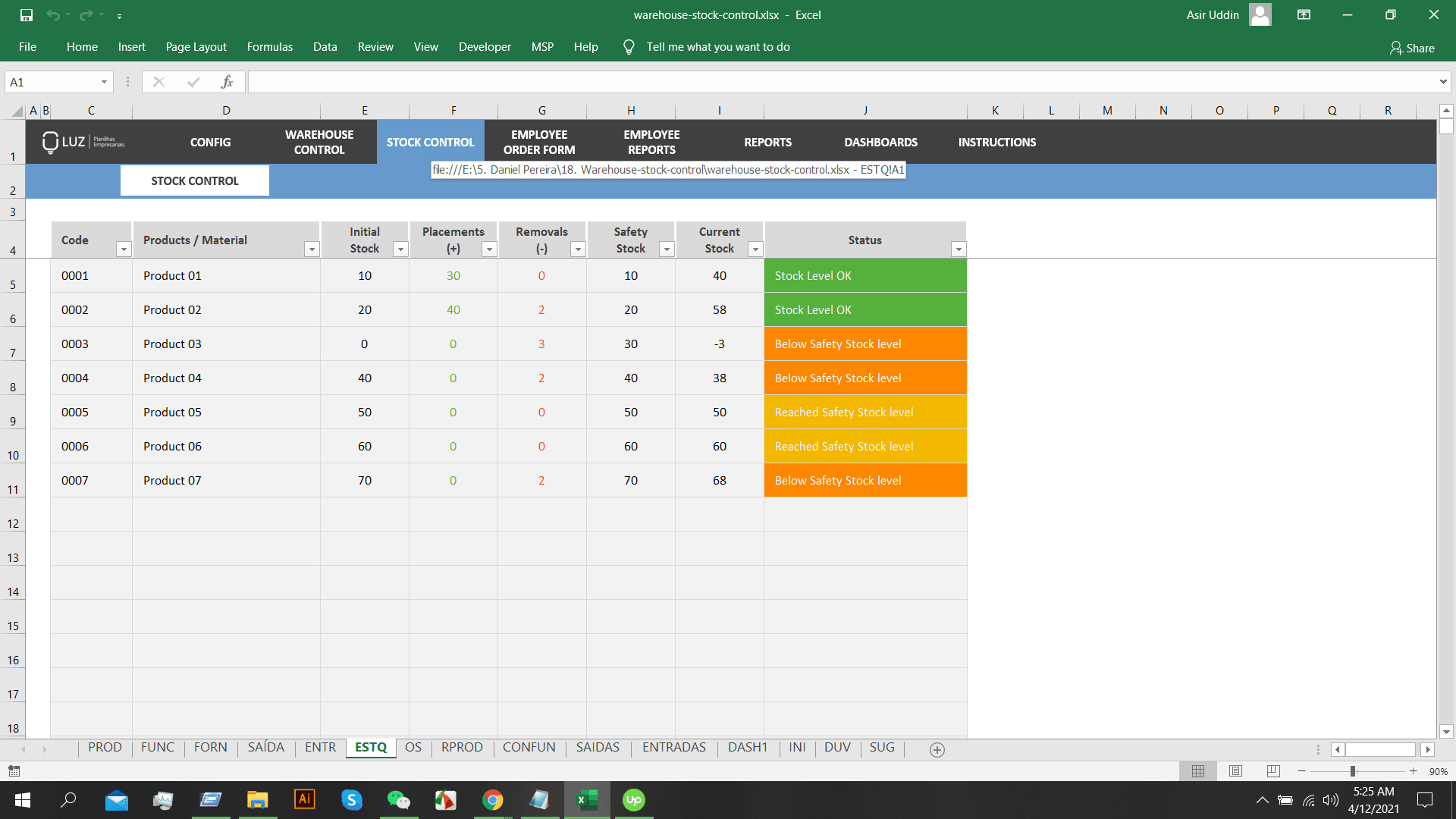 Warehouse Stock Control Excel Spreadsheet Template Luz Templates