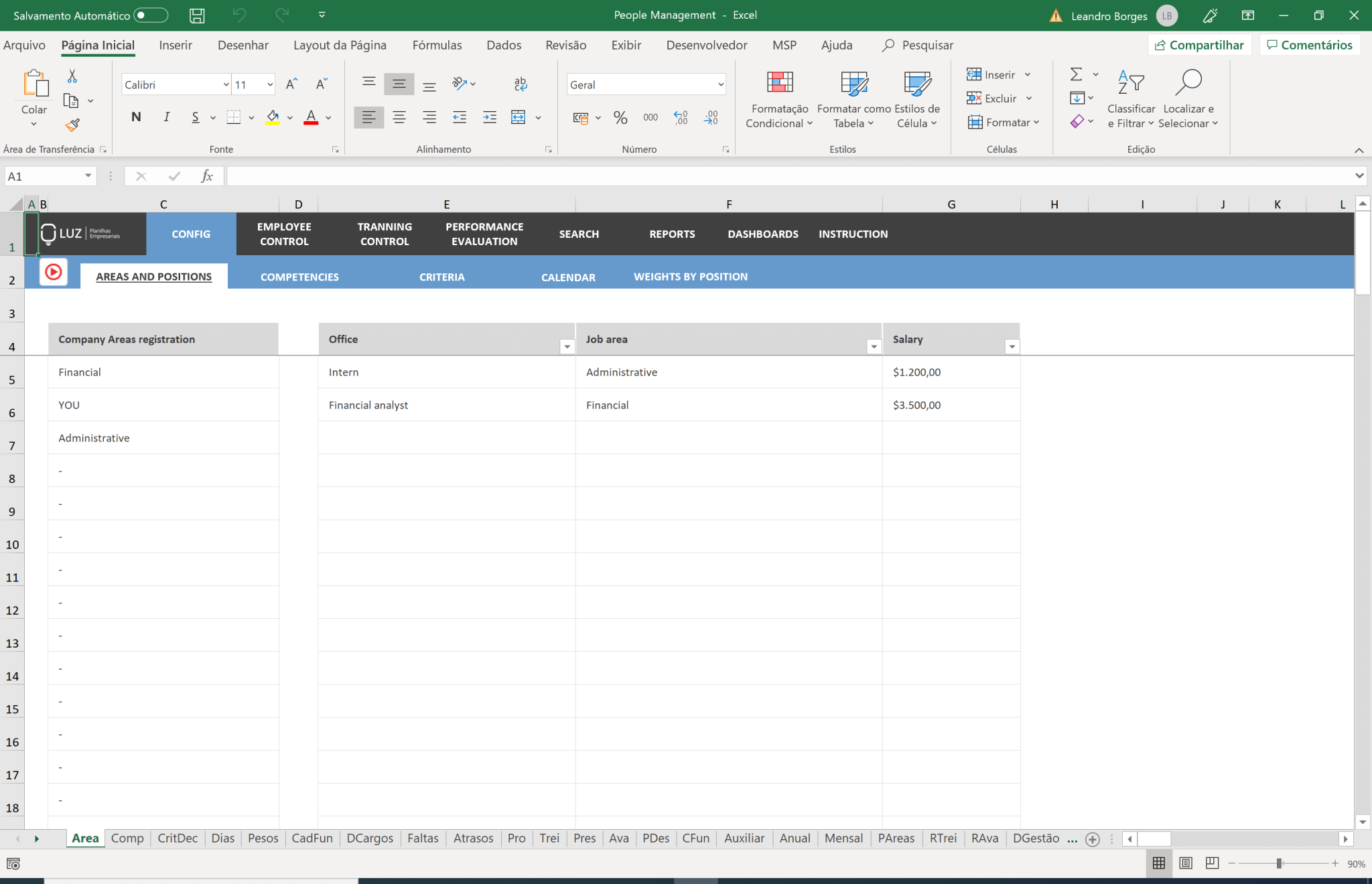 People Management Excel Spreadsheet Template - LUZ Templates